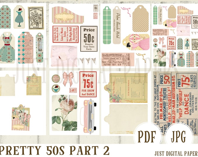 50s Papers Retro Papers Ephemera Instant Download Part 2 - Etsy