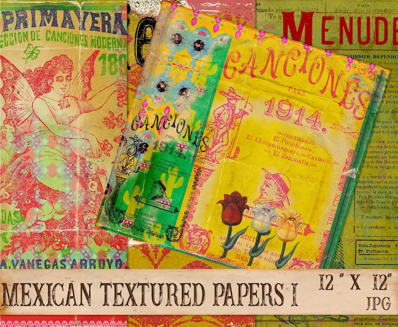 Mexican Fiesta Paper: Textured Scrapbook Ephemera (digital Download) - Etsy