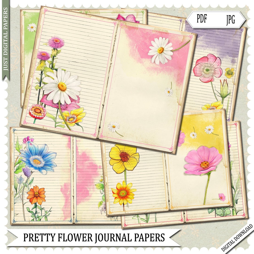 Pretty Flower, Journal Papers, Wildflower Papers, Lined Papers, Floral ...