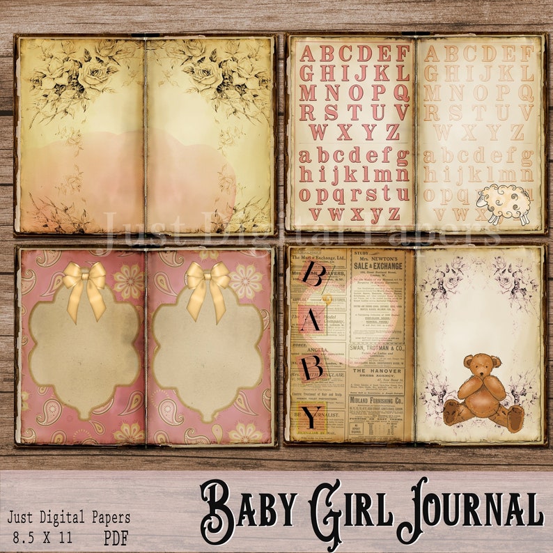 Baby Girl Journal Baby Kit Printable ScrapbookEphemera | Etsy