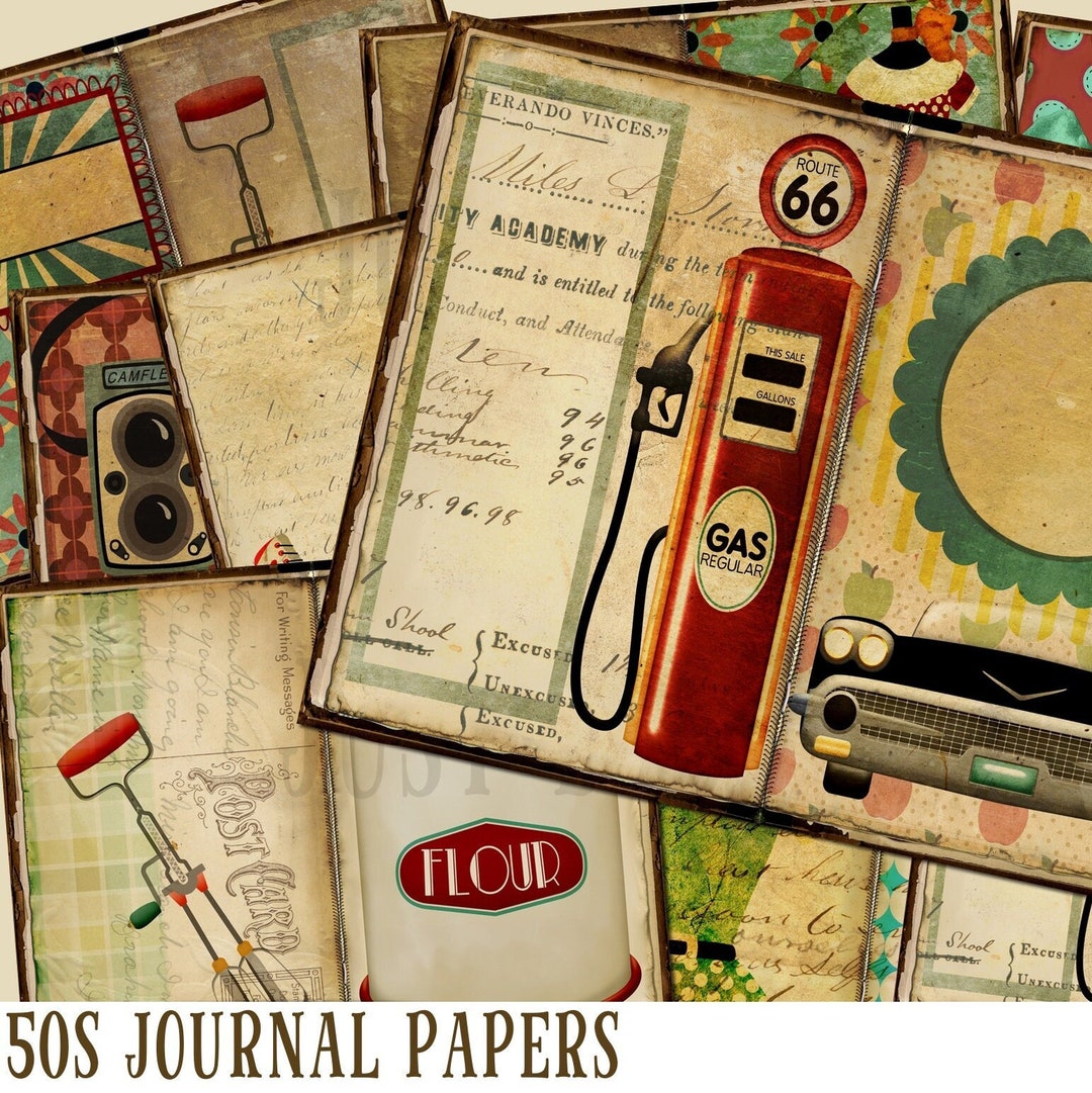 Journal Papers 50s Papers Retro Papers Ephemera Instant - Etsy Australia