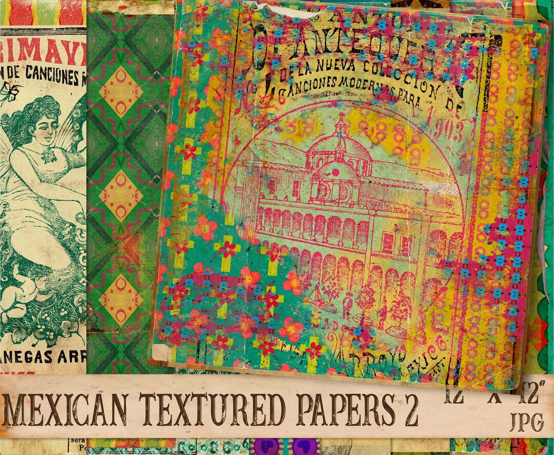 Mexican Fiesta Paper, Printable Paper, Ephemera, Journal, Scrapbooking ...