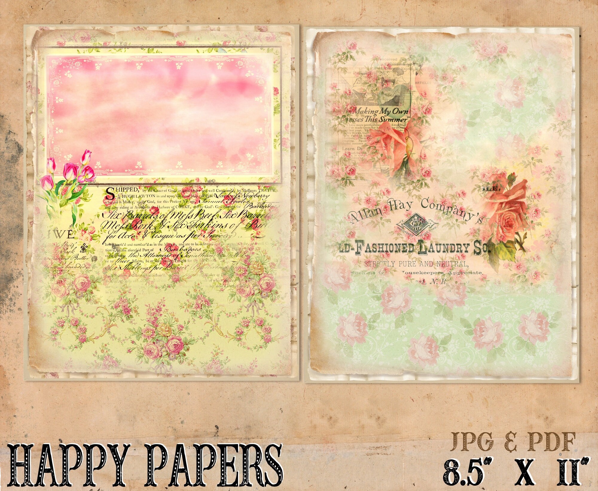 Soft Journal Paper, Printable, Scrapbook, Digital, Printable Journal ...