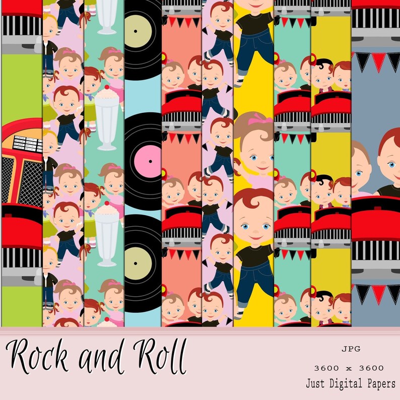 Rock and Roll Papers, Dance Papers, Retro Papers, 1950s Papers, Music ...