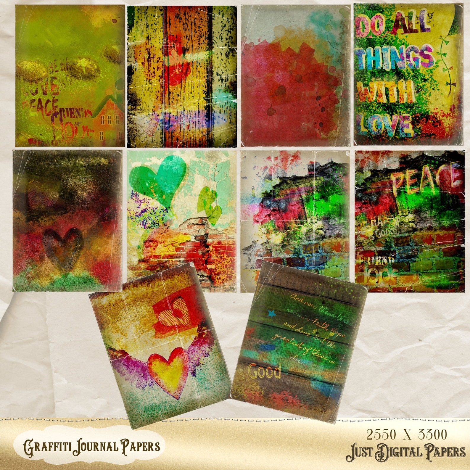 Journal Papers, Graffiti Look Journal, Urban Scrapbook, Papers ...