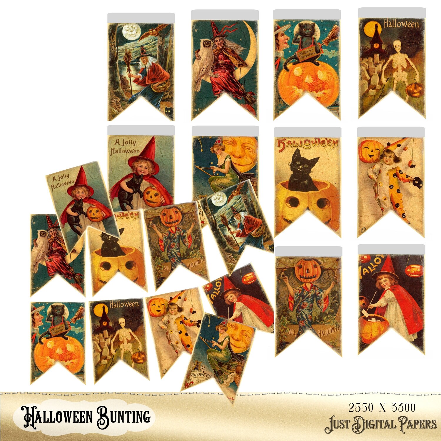 Halloween Printable Bunting Halloween Bunting Vintage | Etsy