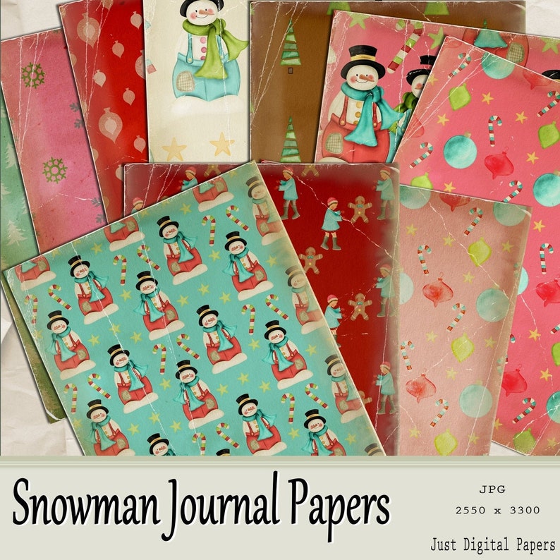 Snowman Papers, Journal Scrapbook, Papers, Christmas Papers, Printable ...