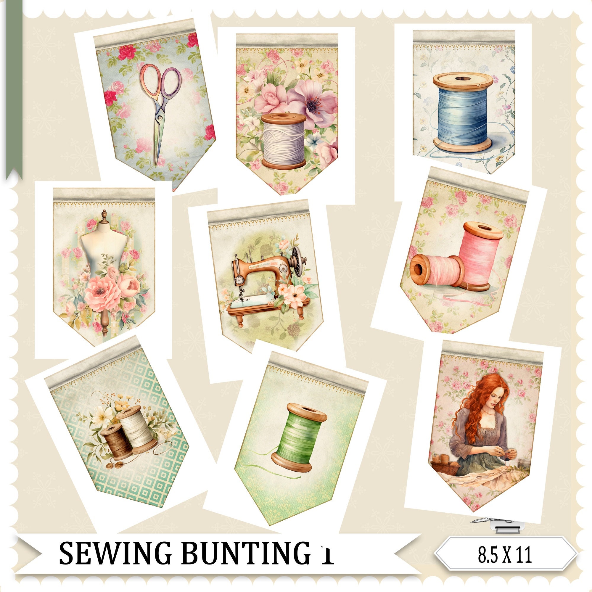 Sewing Bunting, Shop Bunting, Craft Bunting, Mending, Digital Bunting ...