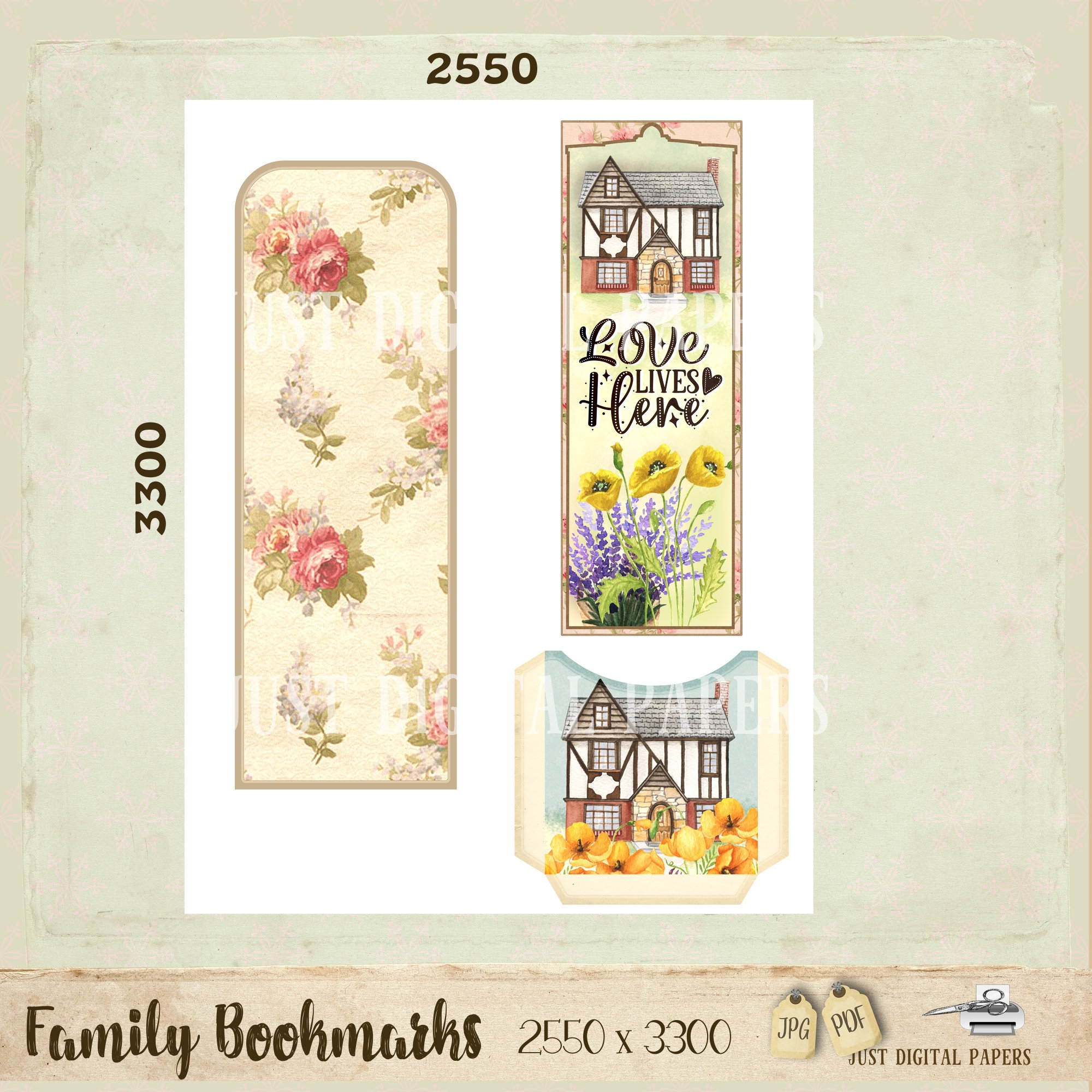 Printable Bookmarks Family Sentiments Houses Printable - Etsy