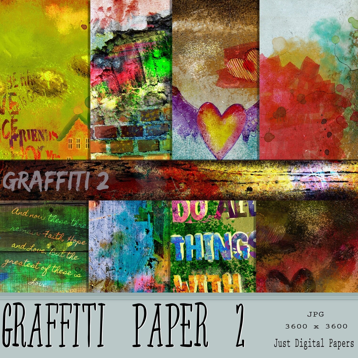 Graffiti Paper 2 Grunge Papers Brick Wall Papers Hand - Etsy