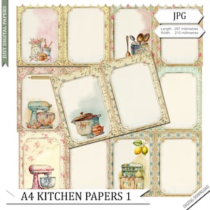 A4 Kitchen Recipe Journal Papers: Printable Cooking Set (digital ...