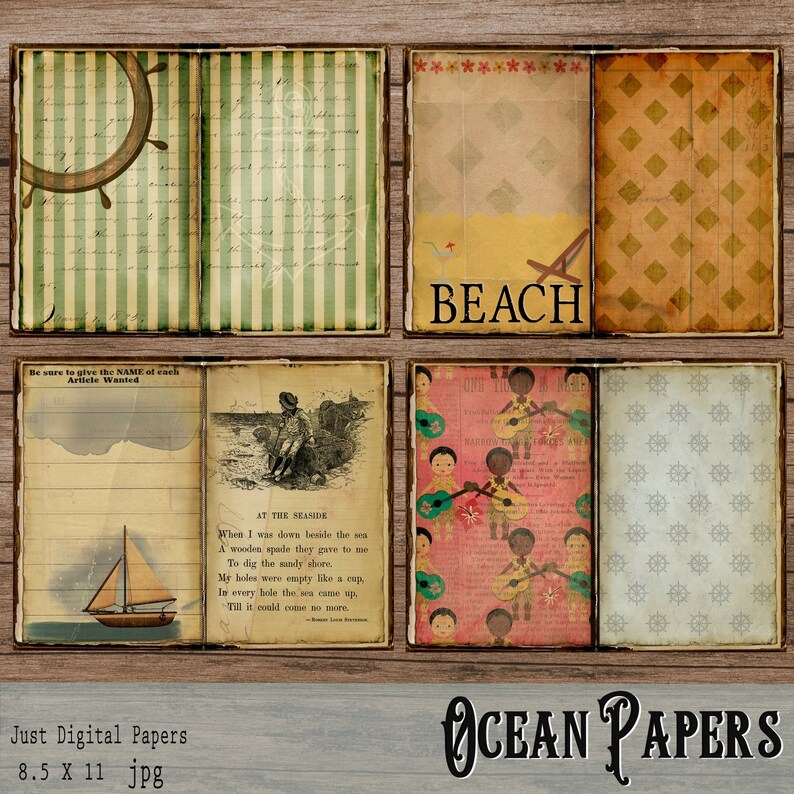 Journal Papers Ocean Papers Beach Papers Ephemera Instant - Etsy