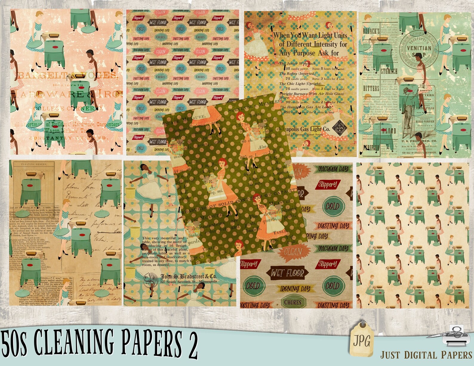 Housework Papers Grunge Journal Cleaning Scrapbook Papers - Etsy Australia