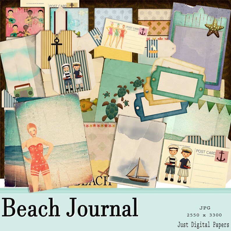 Beach Journal , Ocean Kit Printable, Scrapbook, Digital, Printable ...