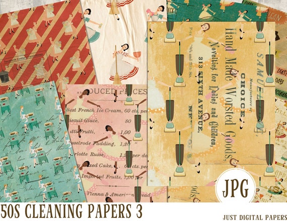 Housework Papers Grunge Journal Cleaning Scrapbook Papers | Etsy Australia