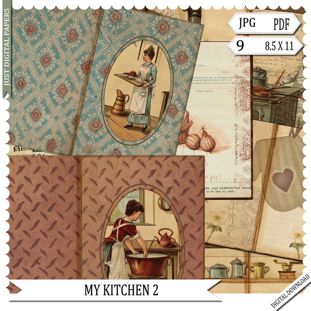 Kitchen Journal Papers: Vintage Cooking Scrapbook Decoupage Printable ...