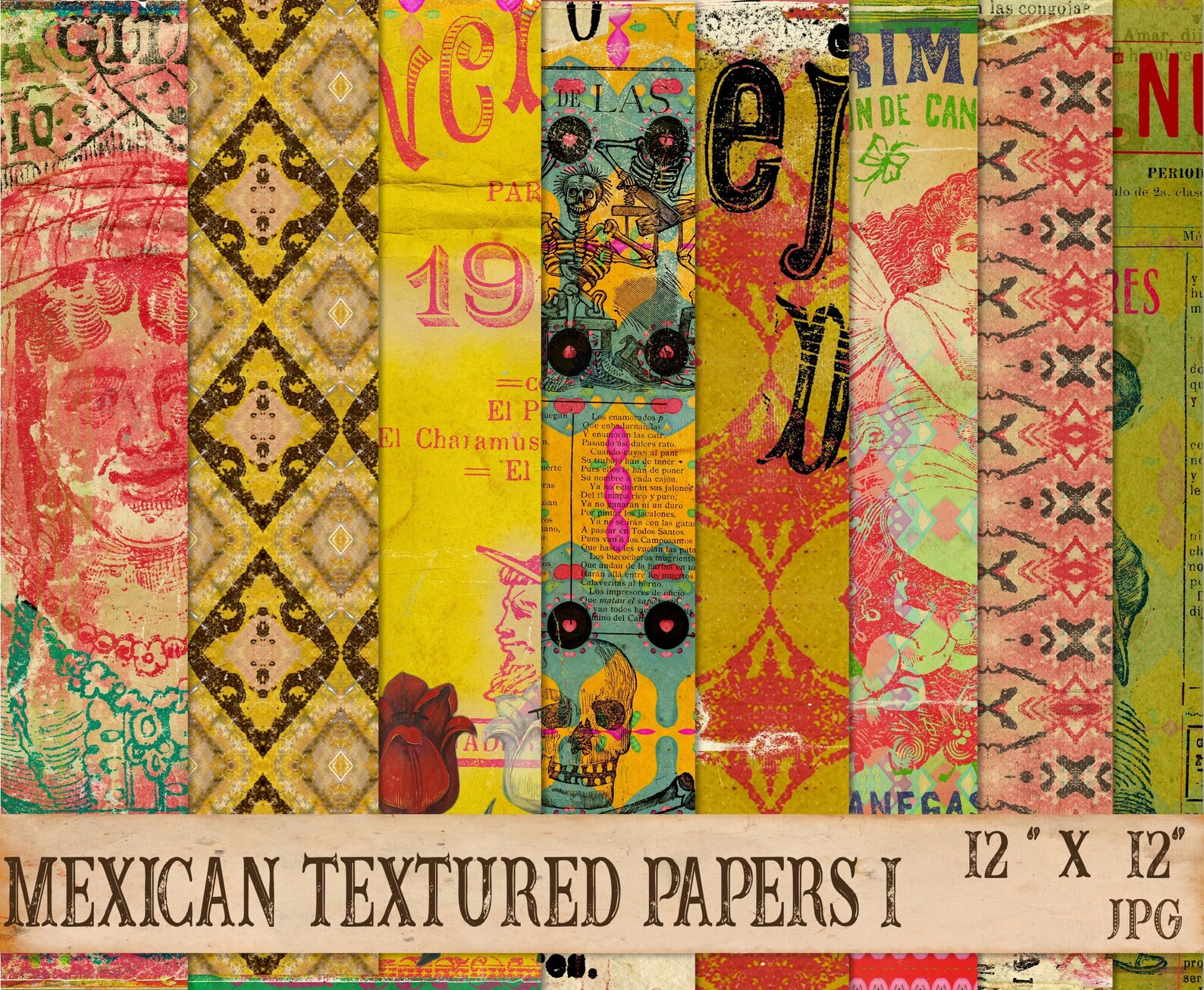Mexican Fiesta Paper, Printable Paper, Ephemera, Journal, Scrapbooking ...