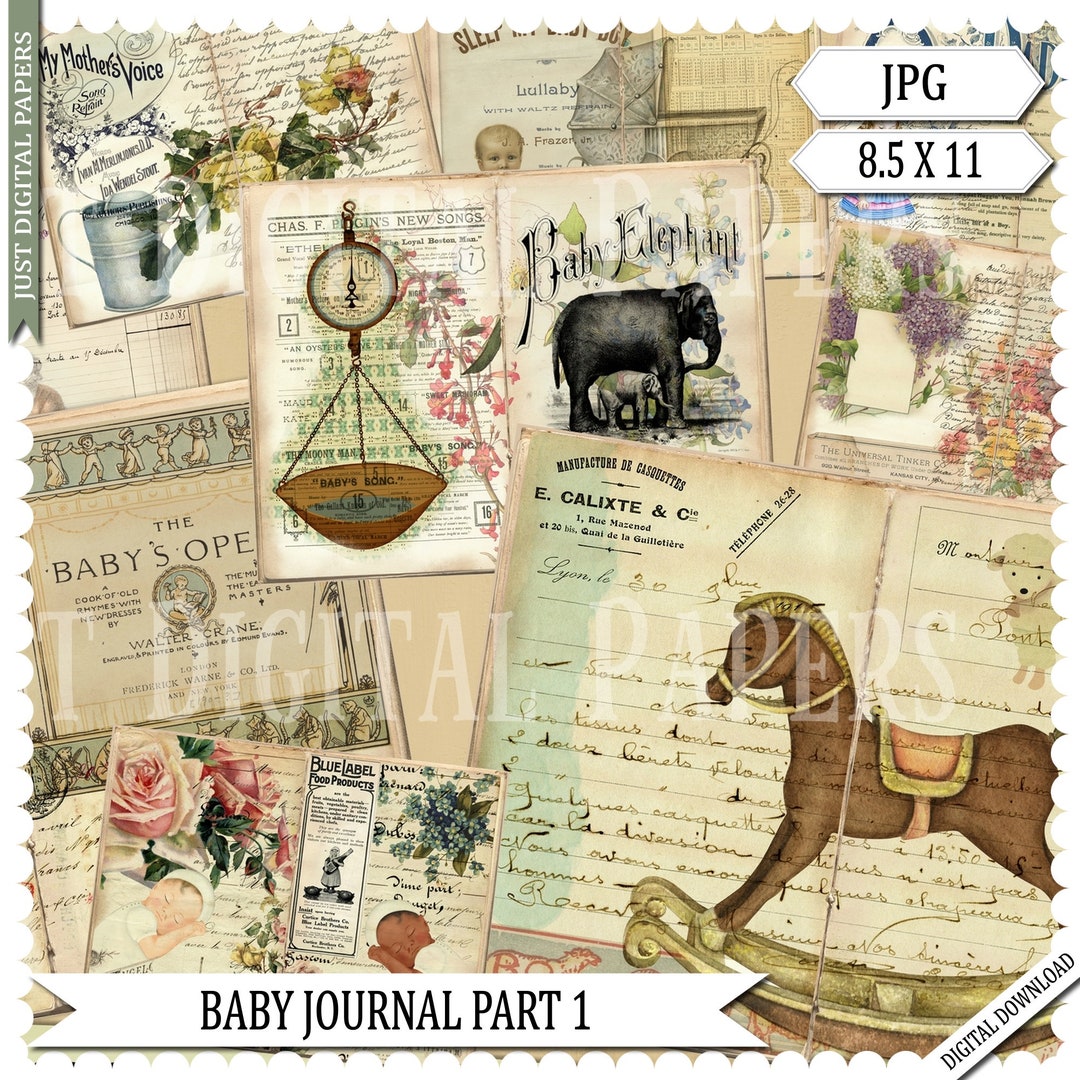 Baby Journal Ephemera: Vintage Scrapbook Paper (digital Download) - Etsy