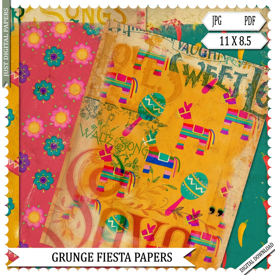Grunge Fiesta Paper: Scrapbook & Journal Textures (digital Download) - Etsy