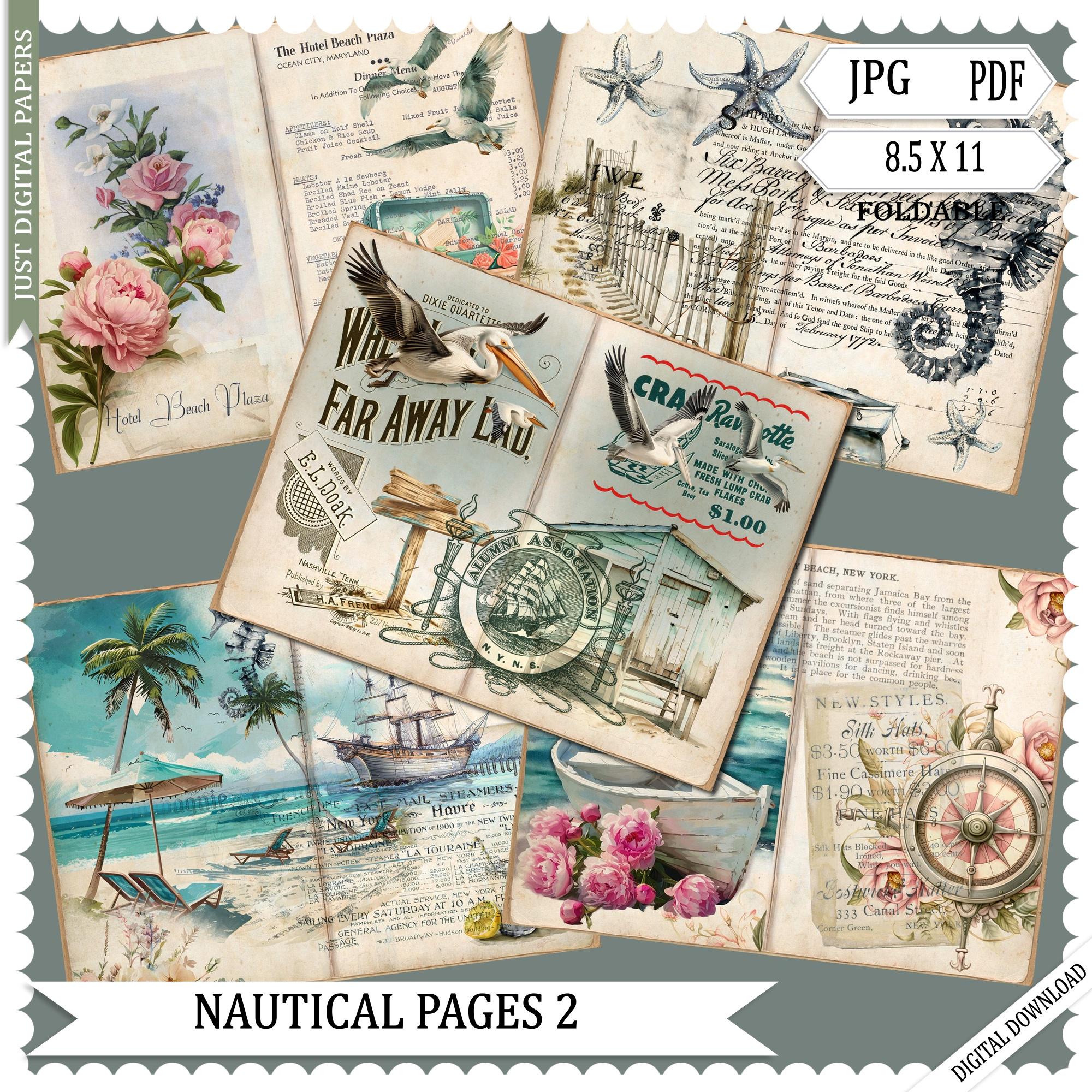 Nautical Ephemera: Vintage Ocean Scrapbook Papers (JPG, PDF) - Etsy