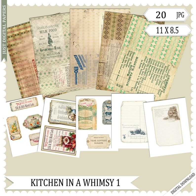 Vintage Kitchen Journal: Whimsical Recipe Printable (digital Download ...