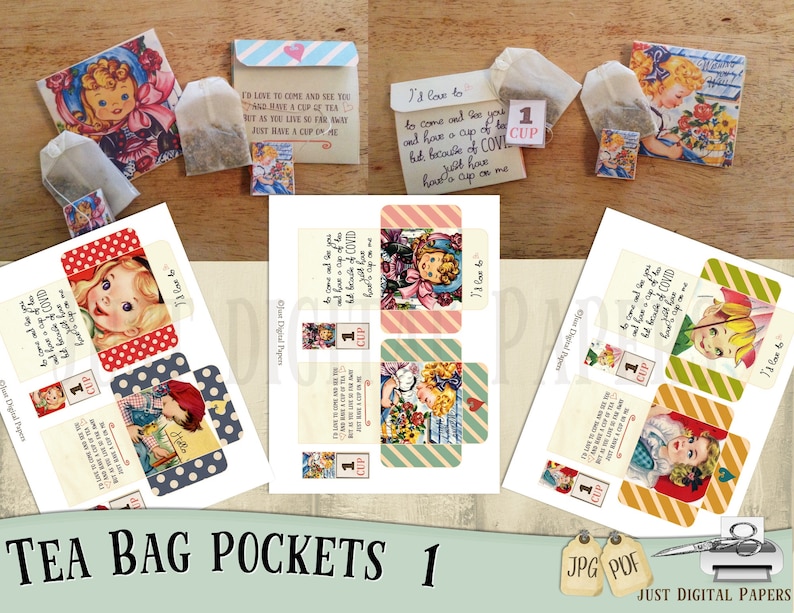 Teabag Pocket Printable, Gift Cards, Printable Friendship Card, Card ...