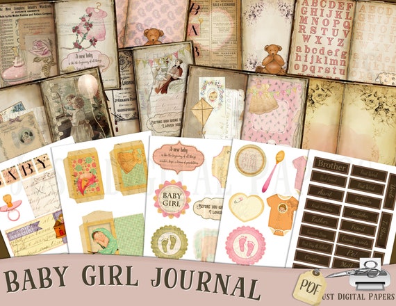 Baby Girl Journal Baby Kit Printable ScrapbookEphemera | Etsy
