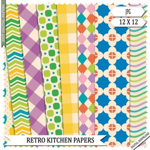 Retro Cooking Papers, Baking Papers, Food Papers, Fruit Paper, Digital ...