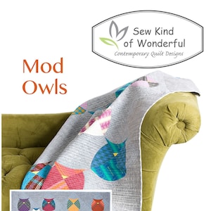 QCR Mini- Mod Owls Quilt, A Pieced Quilting Pattern by Sew Kind of ...