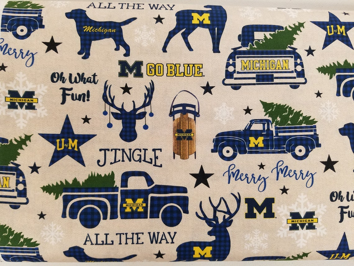 The University of Michigan Wolverines Christmas Allover Cotton - Etsy