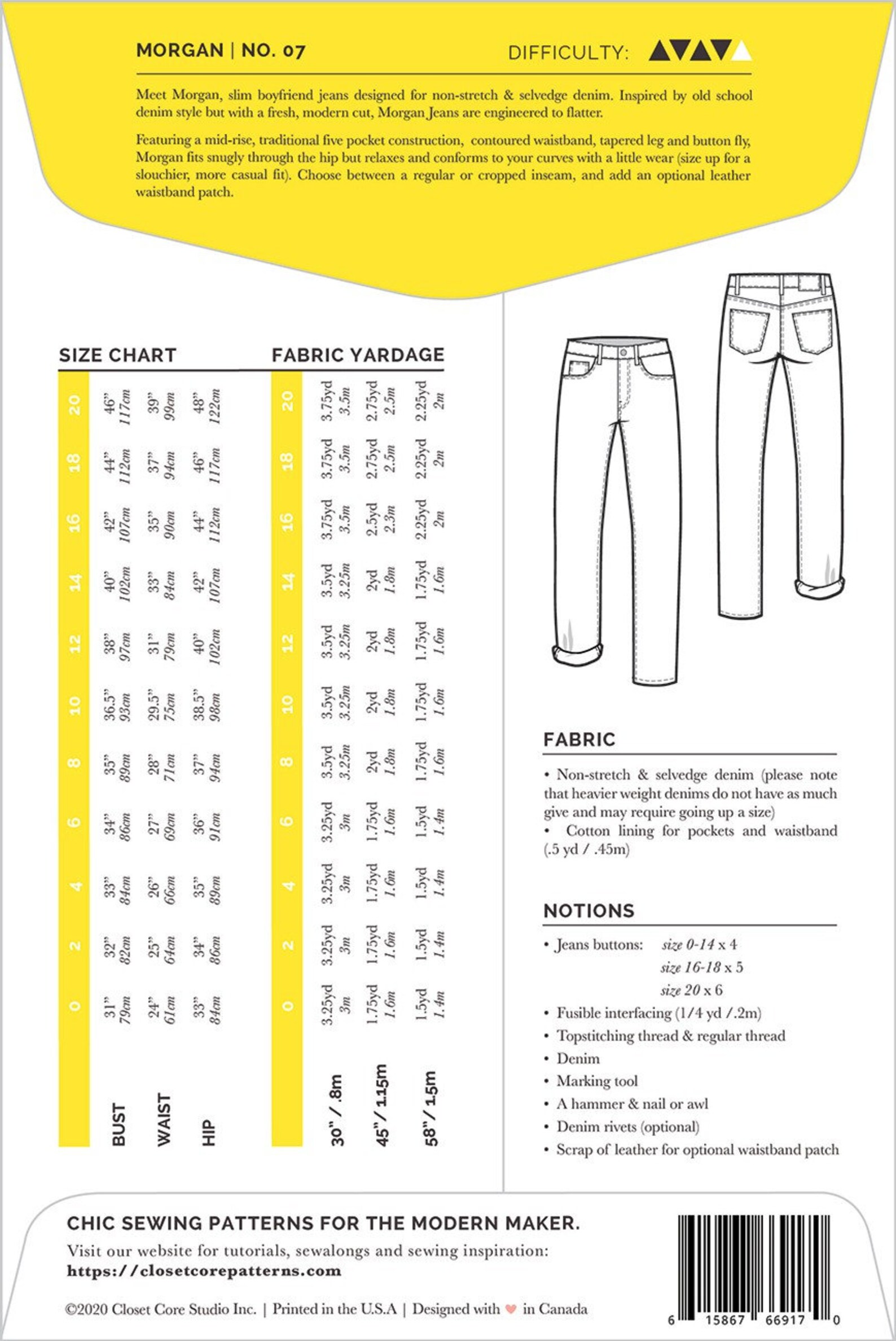 Morgan Boyfriend Jeans Sewing Pattern, Sizes 0-20, From Closet Core ...