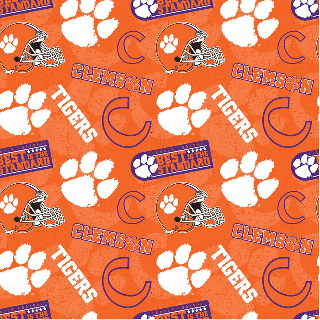NCAA University of Clemson Tigers Tone on Tone Orange Cotton Fabric ...