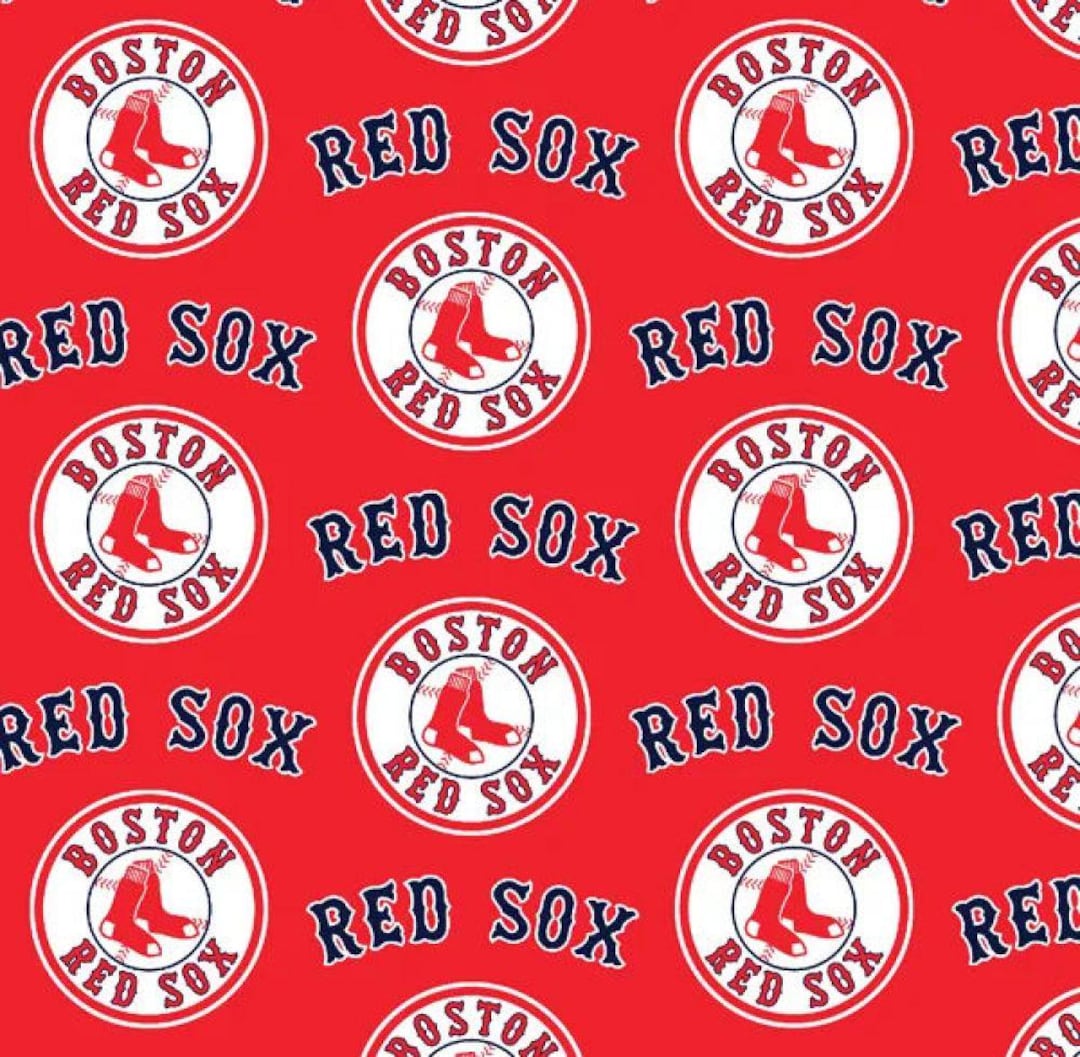 MLB Boston Red Sox All Over Baseball Team on Red Cotton Fabric Sold by ...