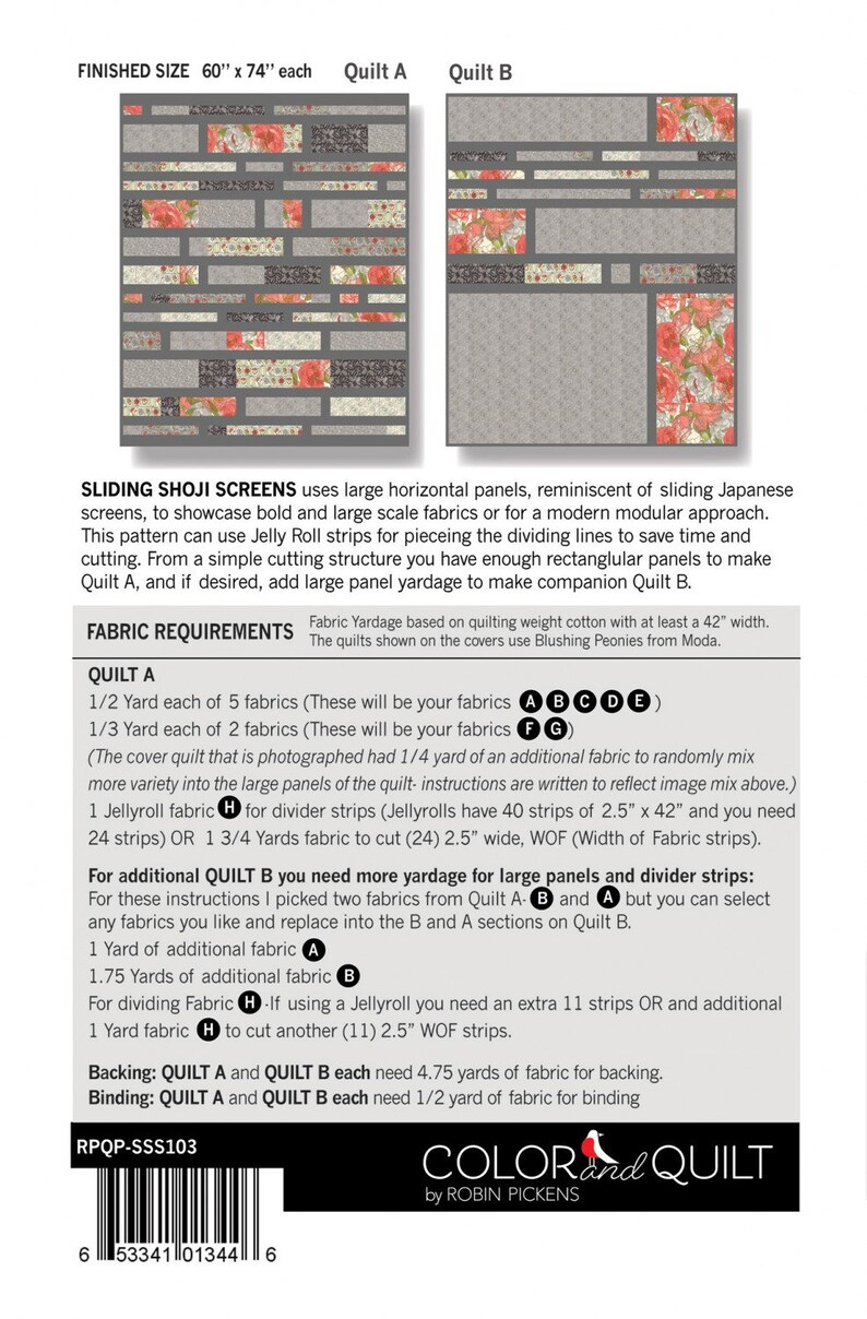Sliding Shoji Screens Quilt Pattern From Robin Pickens Quilt - Etsy