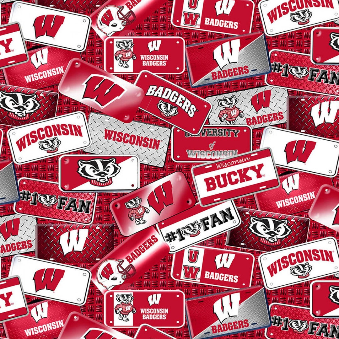 The University of Wisconsin Badgers License Plate Cotton Fabric Sold by ...