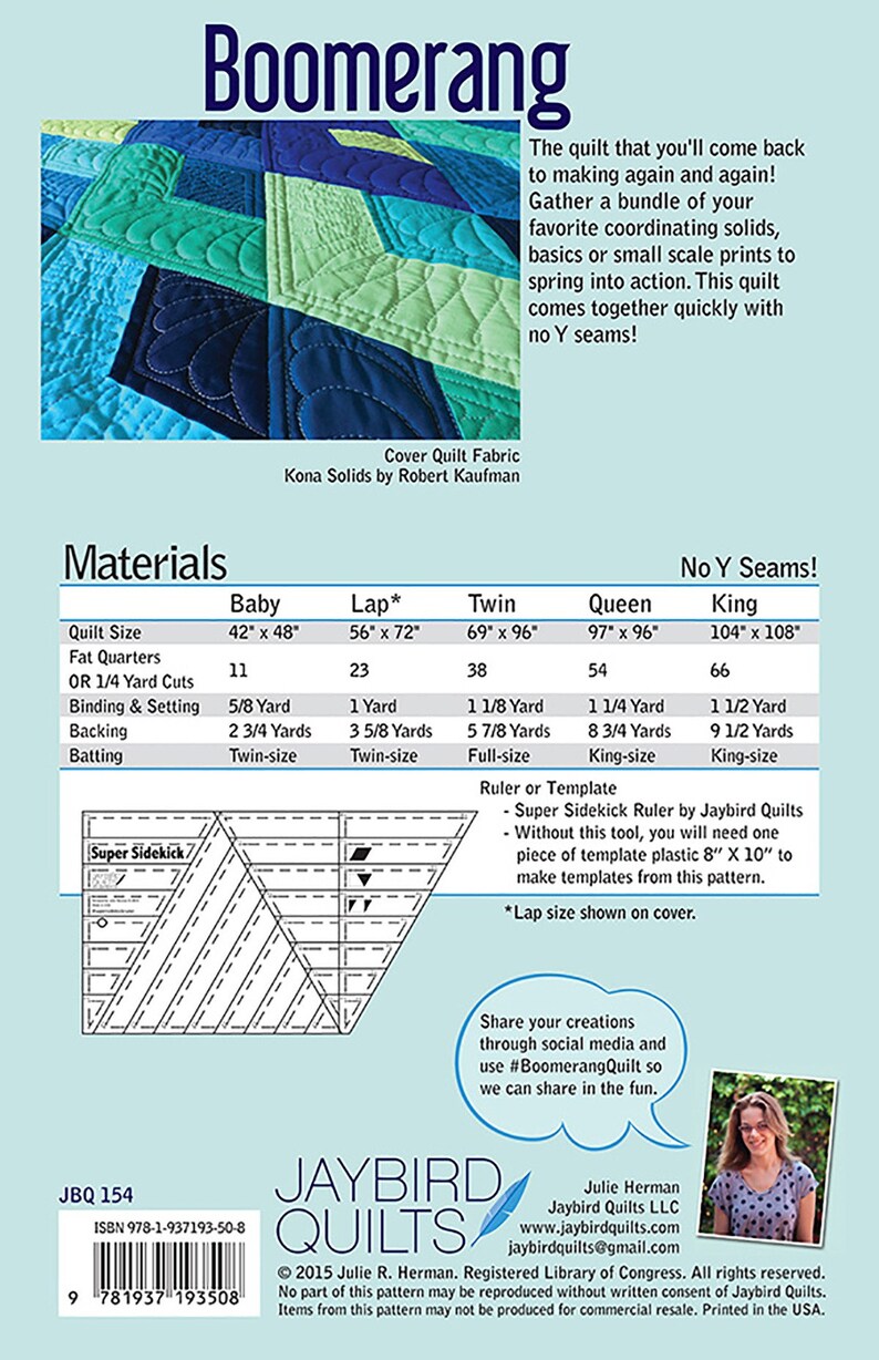 Boomerang Pieced Quilt Quilting Pattern From Jaybird Quilts BRAND NEW ...
