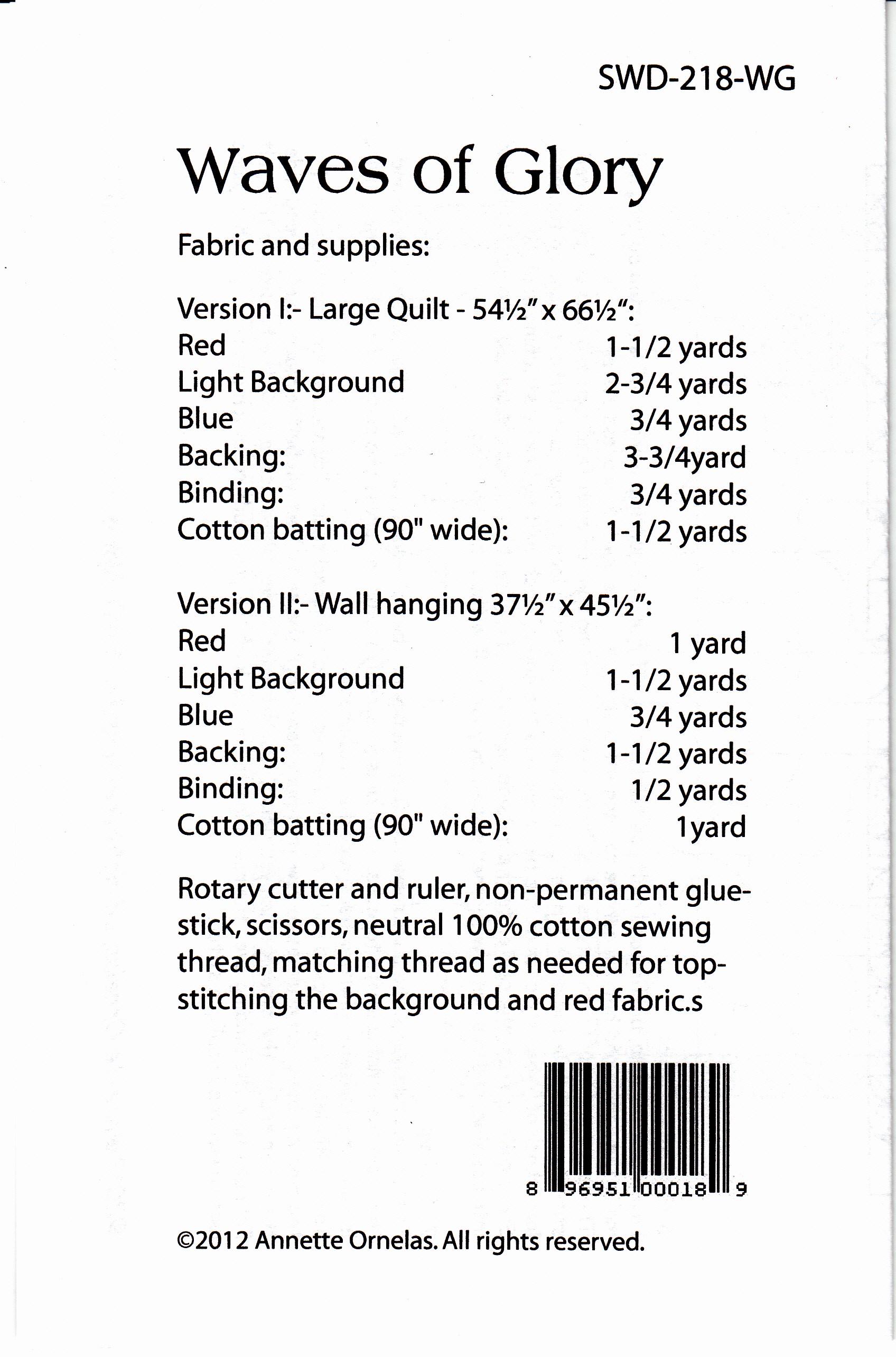 Waves of Glory Quilt Quilting Pattern From Southwind Designs BRAND NEW ...