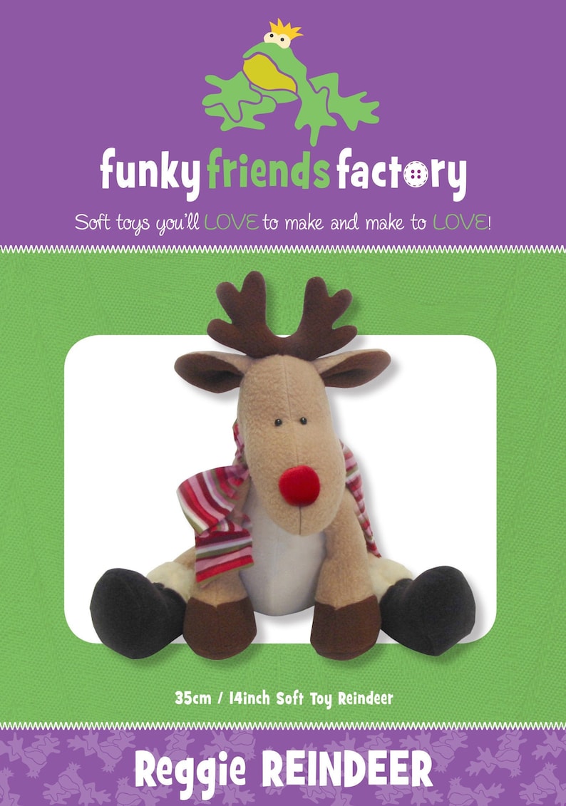 Reggie Reindeer Plush Toy Sewing Pattern From Funky Friends Factory NEW ...