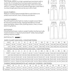 Lander Pant and Short Sewing Pattern, Make Sizes 0-18, From True Bias ...