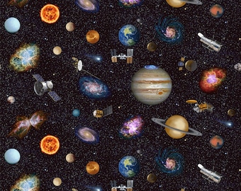 Solar System Cotton Fabric - Etsy