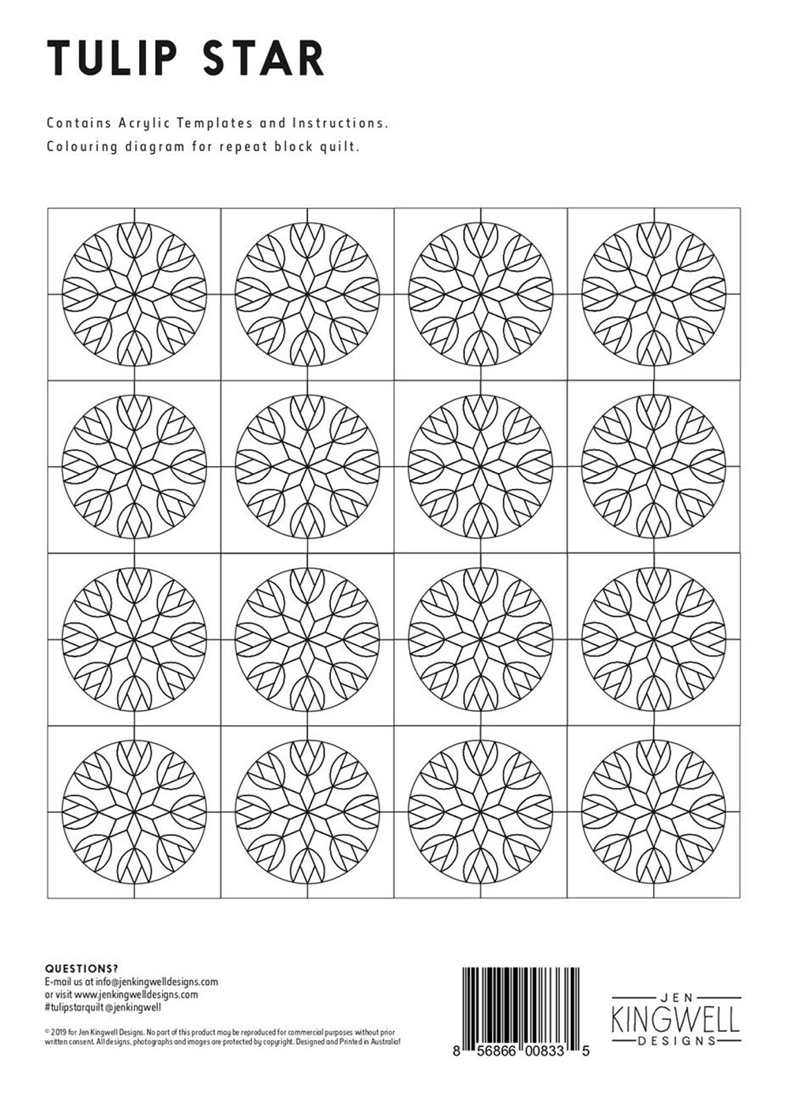 Tulip Star Tempter Quilt Quilting Pattern From Jen Kingwell Designs ...