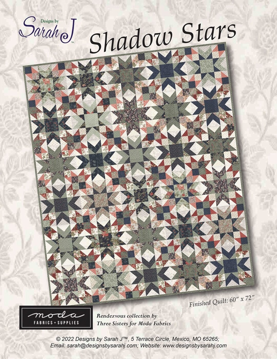 Shadow Stars Quilt Quilting Pattern, From Designs by Sarah J BRAND NEW ...
