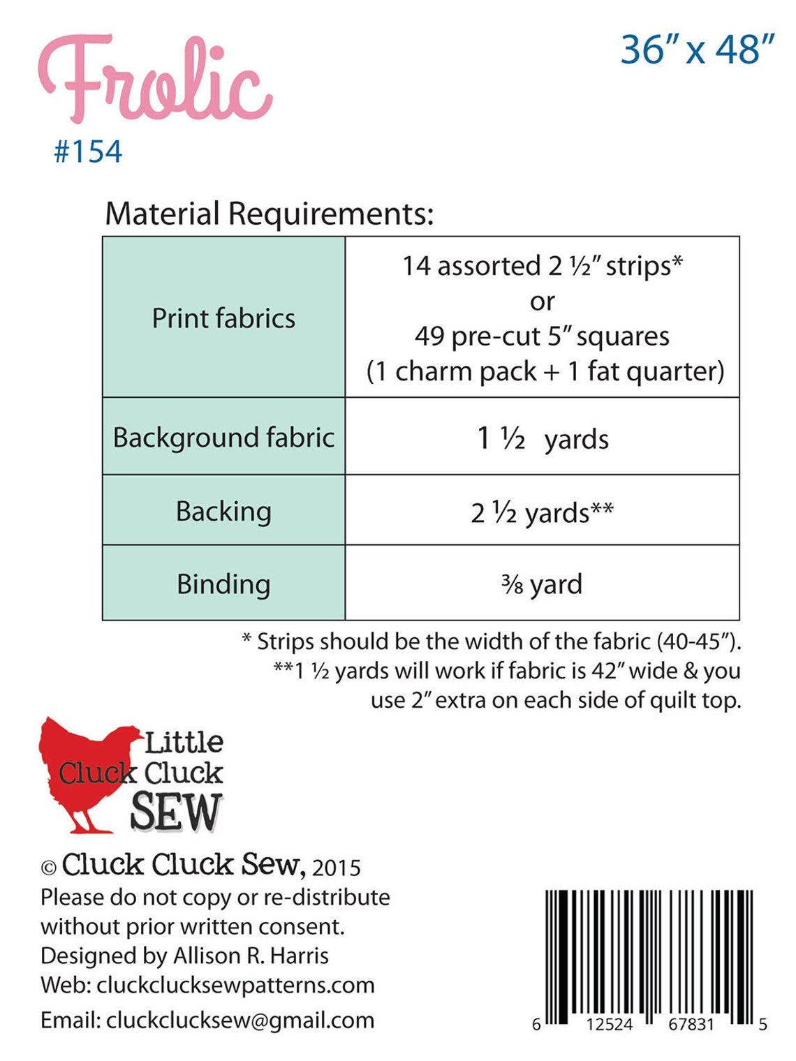 Frolic Quilt Quilting Pattern From Cluck Cluck Sew Patterns BRAND NEW ...