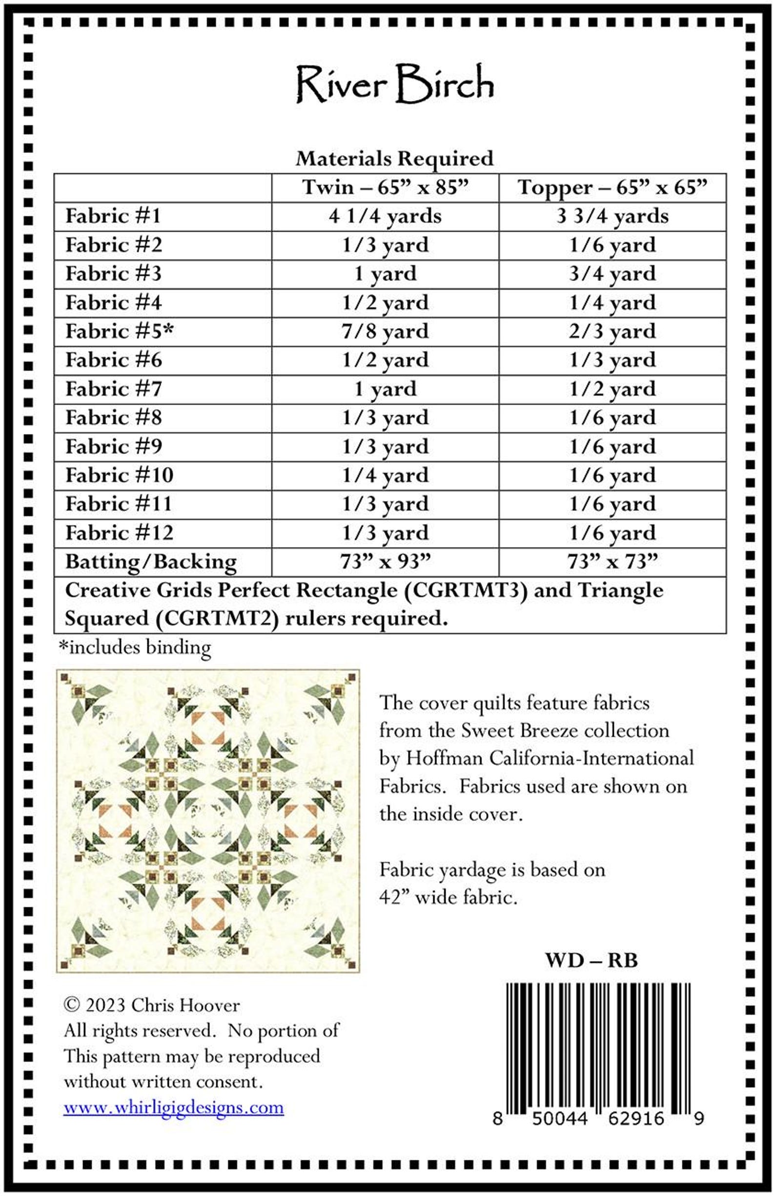 River Birch Quilt Quilting Pattern, From Whirligig Designs BRAND NEW ...