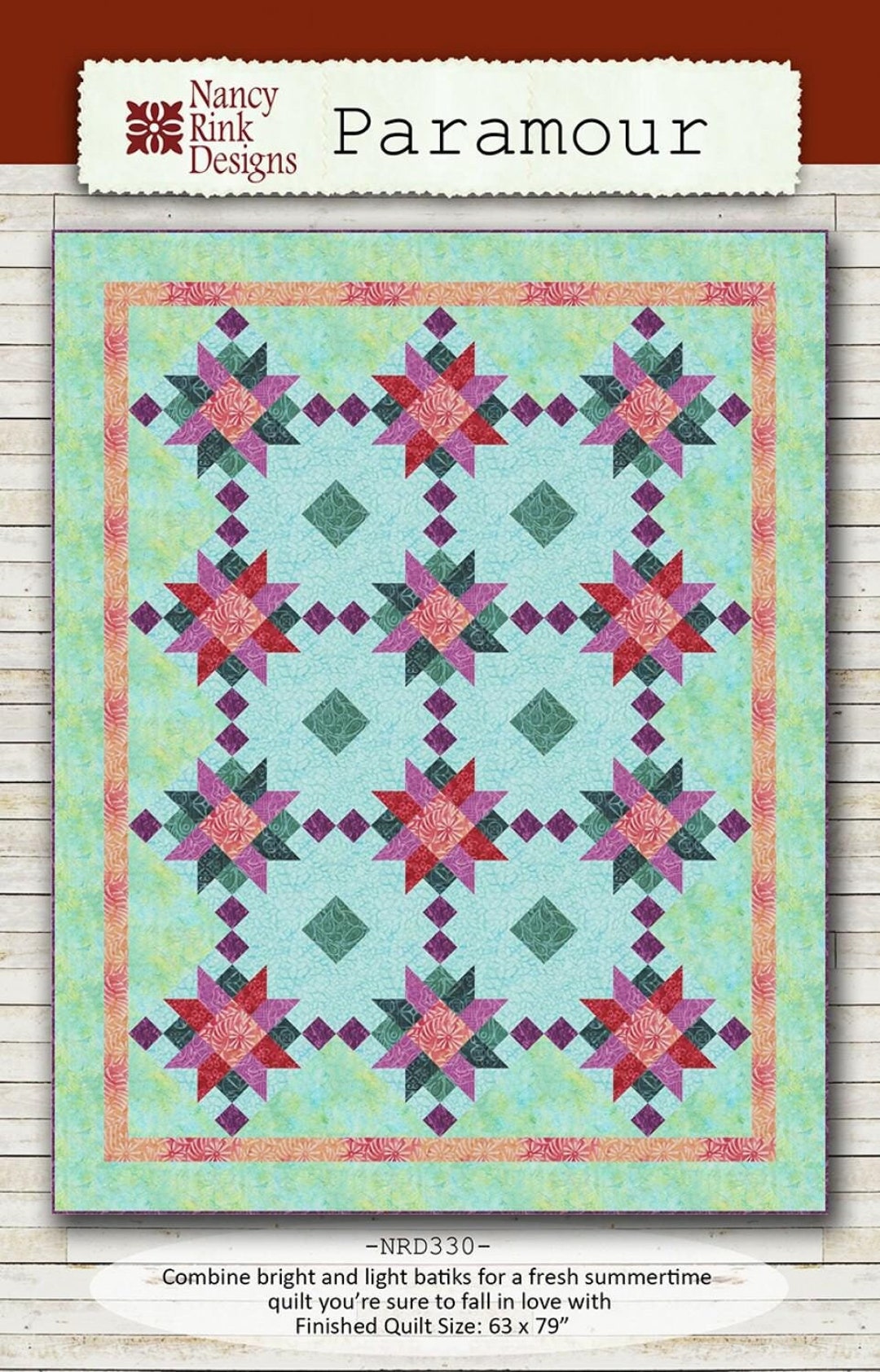 Paramour Pieced Quilt Quilting Pattern From Nancy Rink Designs BRAND ...