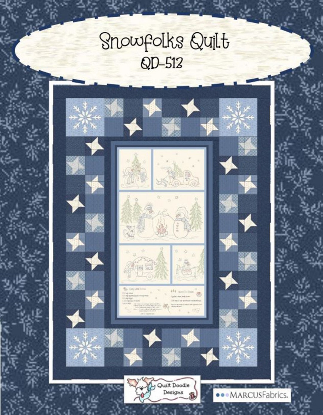 Snowfolks Quilt Quilting Sewing Pattern, From Quilt Doodle Designs NEW ...