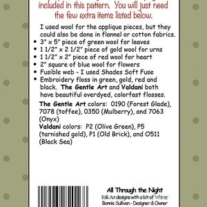 Sampler Sewing and Embroidery Pattern From All Through the Night BRAND ...