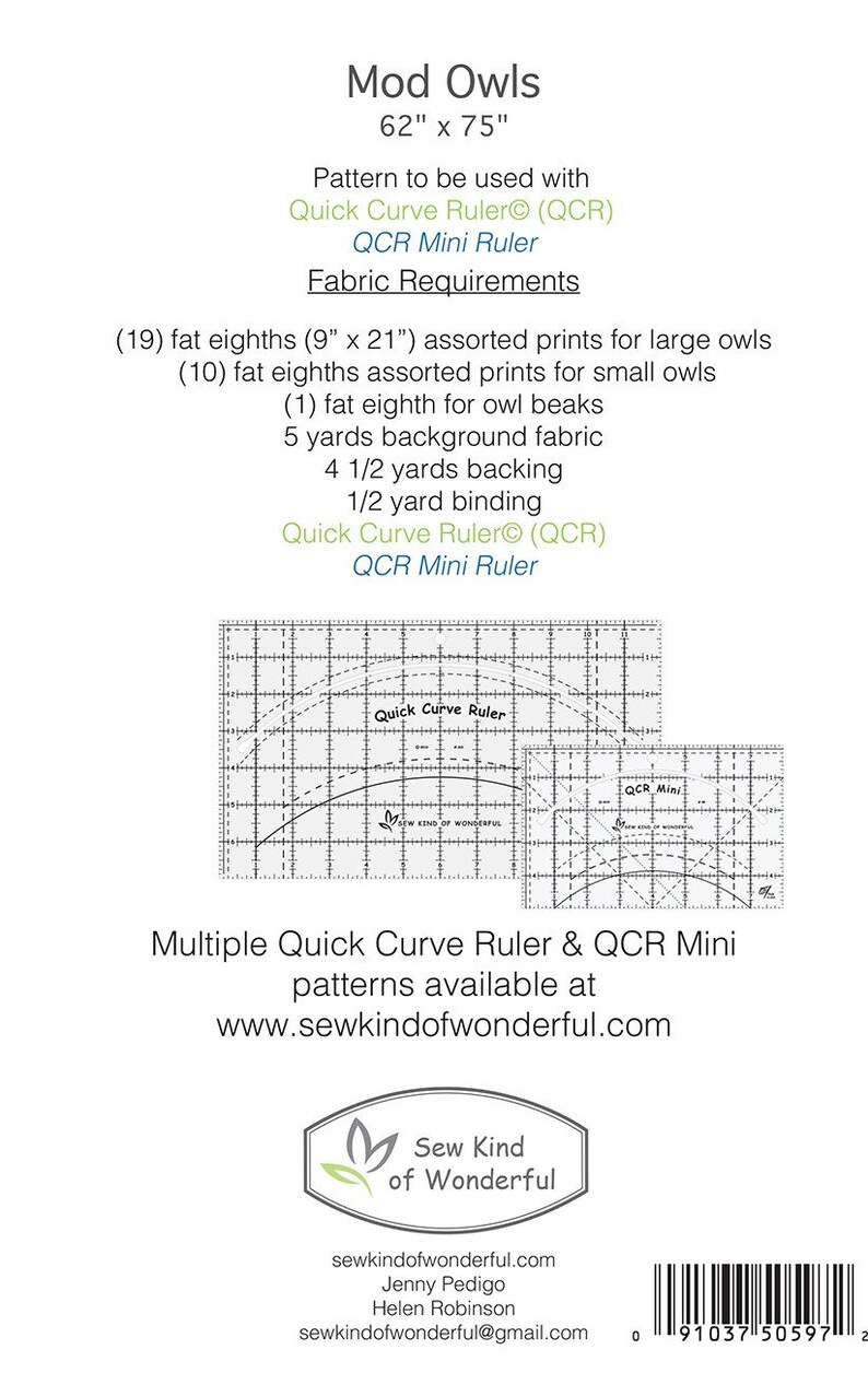 QCR Mini Mod Owls Quilt A Pieced Quilting Pattern by Sew - Etsy