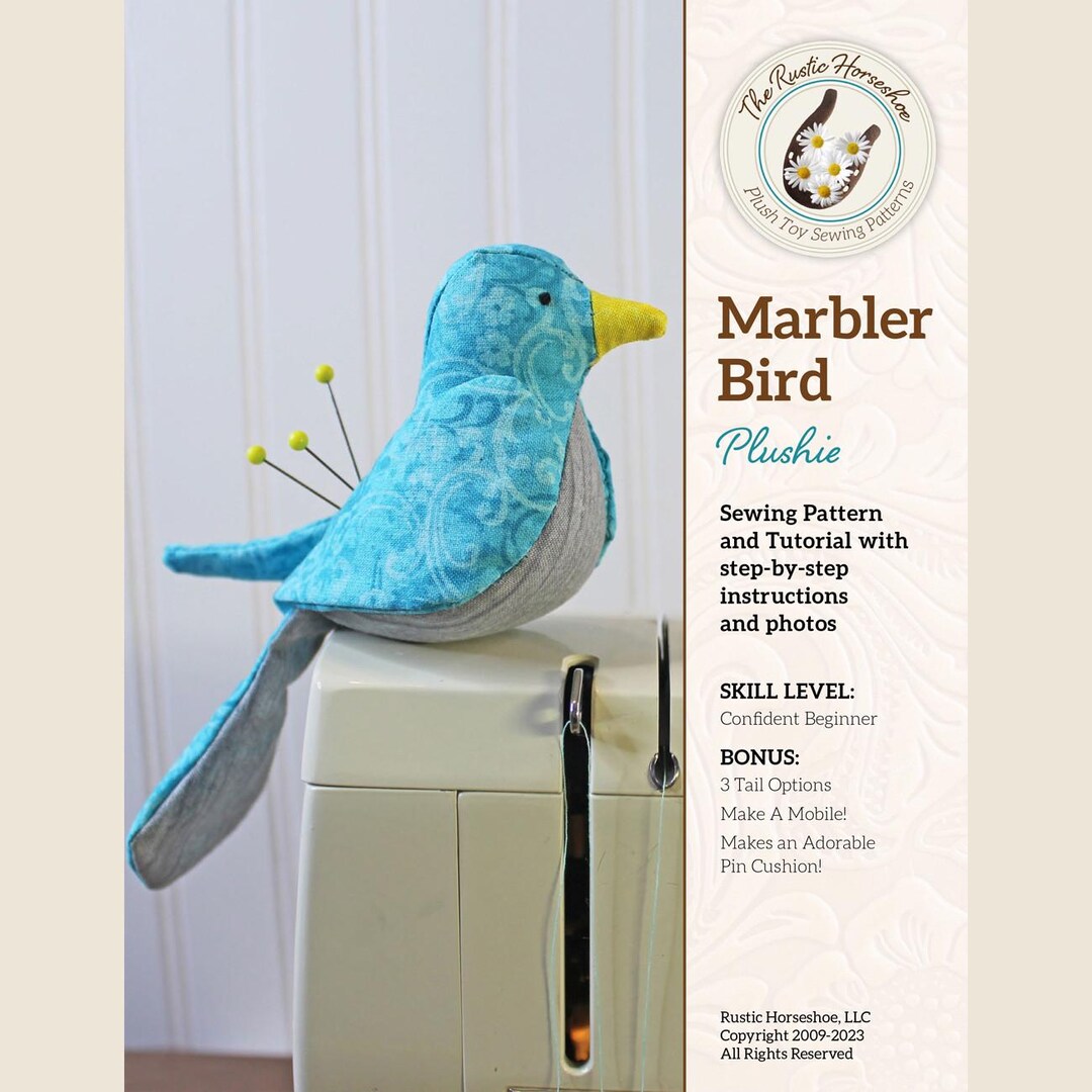 Marbler Bird Plushie Toy Sewing Pattern, From Rustic Horseshoe BRAND ...