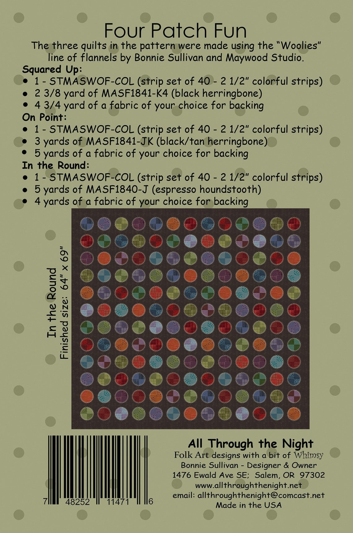 Four Patch Fun Quilt Quilting Pattern From All Through the Night BRAND NEW, Please See ...